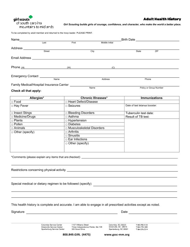 Forms & Documents | Girl Scouts of South Carolina—Mountains to Midlands