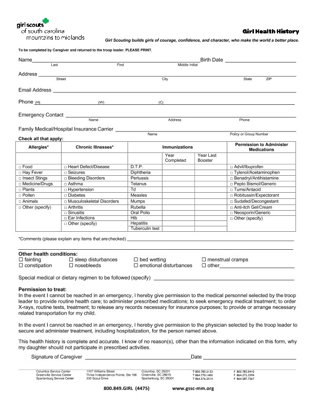 Forms & Documents | Girl Scouts of South Carolina—Mountains to Midlands