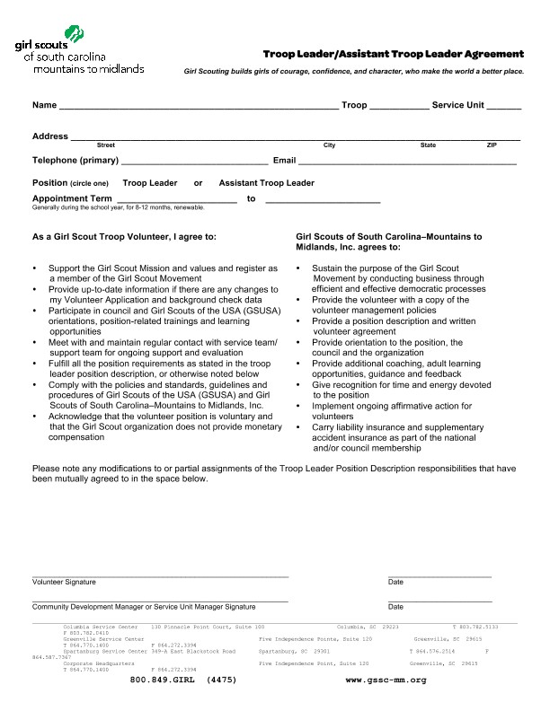 Forms & Documents | Girl Scouts of South Carolina—Mountains to Midlands